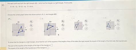 solved plot each point and form the right triangle abc