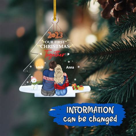 Personalized Couple Acrylic Ornament In The Form Of A Christmas Tree
