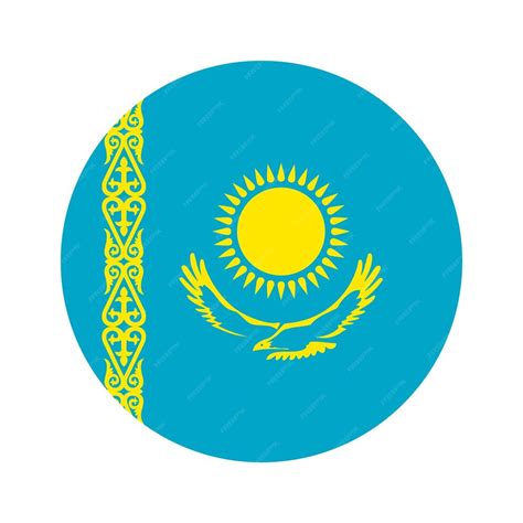 круглый векторный дизайн значка флага Казахстана круглый флаг