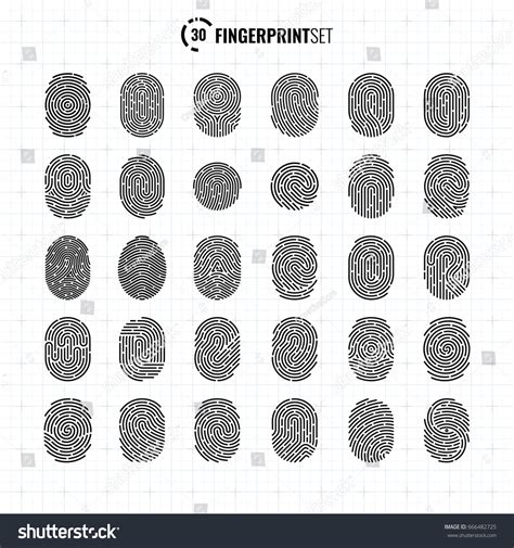 Big Vector Fingerprint Icons Collection Scifi Stock Vector Royalty