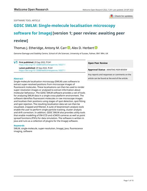 PDF GDSC SMLM Single Molecule Localisation Microscopy Software For ImageJ
