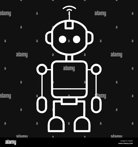 Cute Robot Character In Minimalistic Line Art Style Stock Vector Image