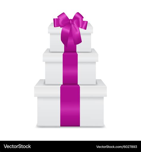 Stack Three Realistic White Gift Boxes Royalty Free Vector