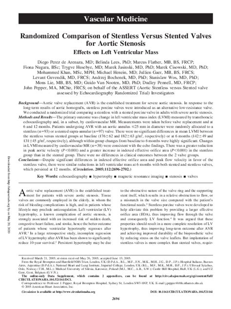 Pdf Randomized Comparison Of Stentless Versus Stented Valves For