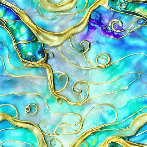 Soft Pastel Paua Shell Color Liquid Alcohol Ink With Gold Dripping