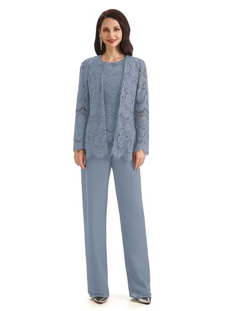 Elegant Jewel Lace Sleeveless Pant Suit Mother Of The Bride With Jacket
