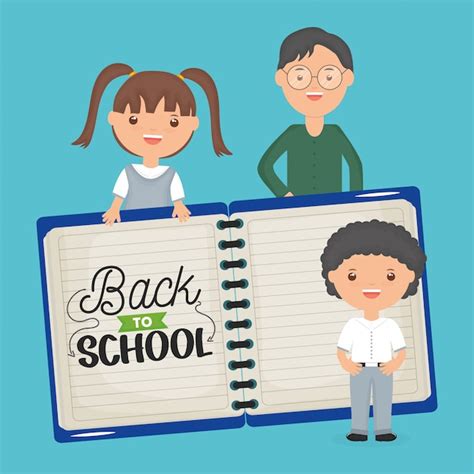 Retour à l école Jeune enseignant de sexe masculin avec petits élèves