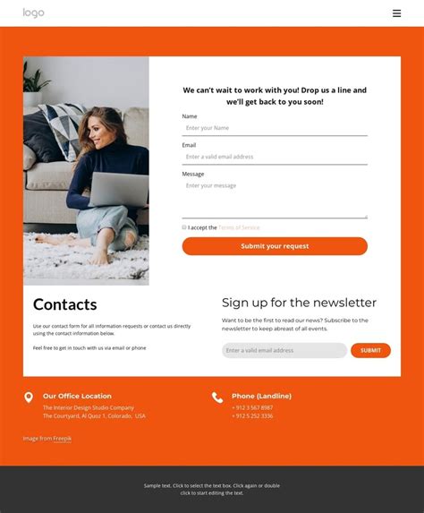 Interior Studio Contact Page CSS Template By Nicepage