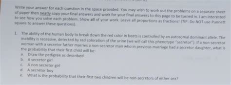 Solved Write Your Answer For Each Question In The Space