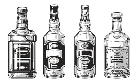 Bottles Alcohol Distilled Beverage Royalty Free Vector Image