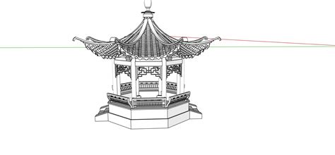 古式适用多种环境精致带依栏八角亭子su模型 景观建筑 土木在线