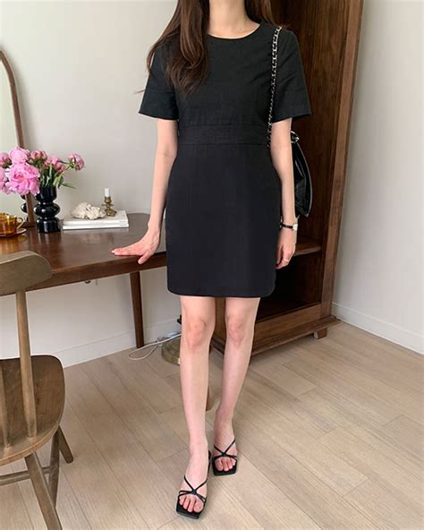 10가트 주문폭주🖤1000장돌파 여름 결혼식 하객 린넨 핀턱 반팔 미니 원피스 블랙 키작녀 오피스룩 256