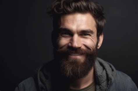 Premium Ai Image Smiling Bearded Man Looking At Camera
