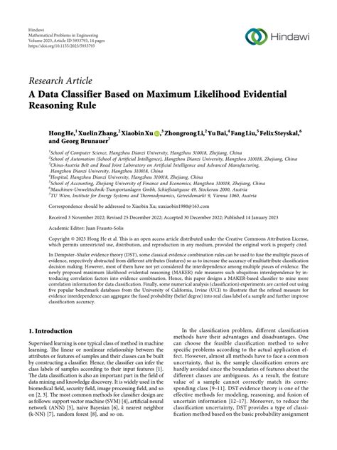 Pdf A Data Classifier Based On Maximum Likelihood Evidential Reasoning Rule
