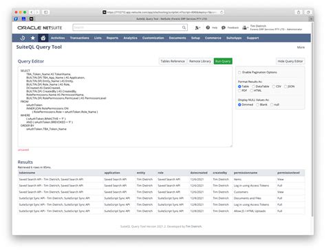 Netsuite Use Suiteql To Query Access Tokens