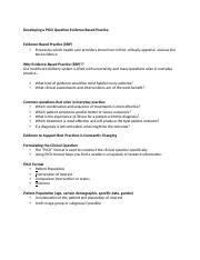 08 31 22 Developing A PICO Question Evidence Based Practice Docx Developing A PICO Question