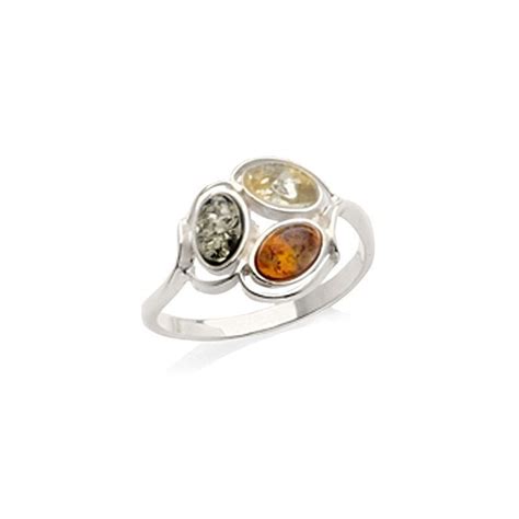 Bague Argent 925 Ambre Veritable De La Mer Baltique LA MAISON DE L