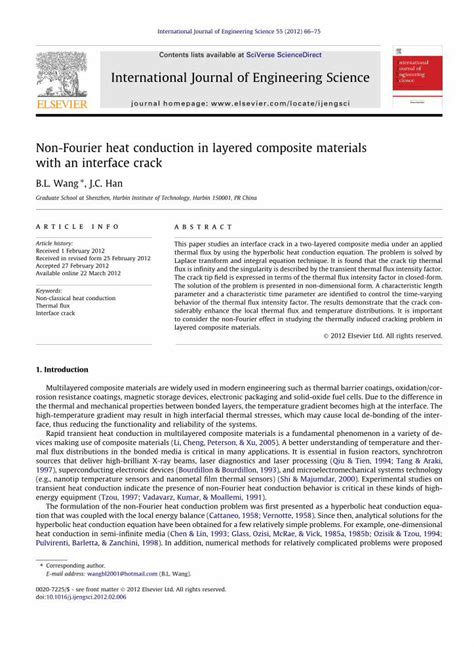 Pdf Non Fourier Heat Conduction In Layered Composite Materials With An Interface Crack