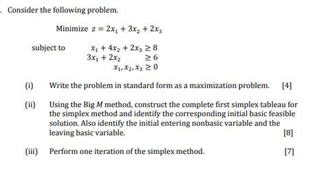 Solved Consider The Following Problem Minimize Chegg