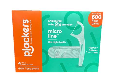 Plackers Micro Line Floss Picks Fresh Mint 600 Count
