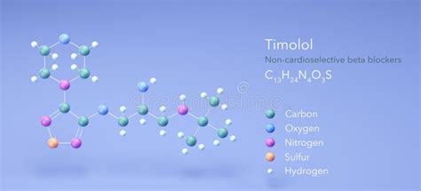 Timolol Molecule Molecular Structures Non Cardioselective Beta Blockers 3d Model Structural