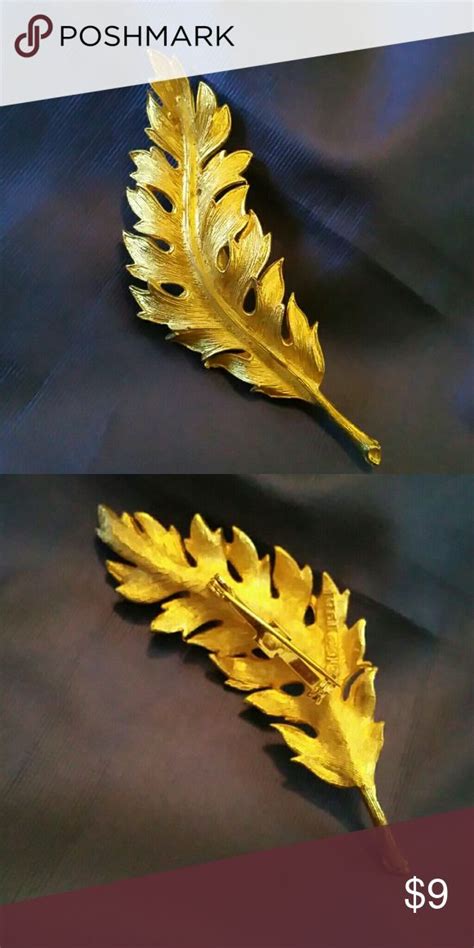 Coro Brushed Gold Leaf Pin Brooch Brushed Gold Brooch Coro Jewelry