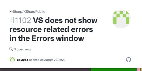 Vs Does Not Show Resource Related Errors In The Errors Window · Issue 1102 · X Sharp