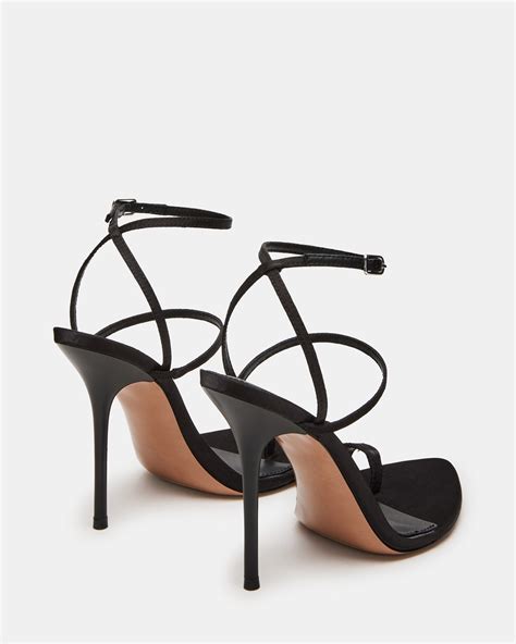 Scorpio Black Satin Pointed Toe Strappy Stiletto Womens Heels