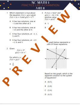 NC Math EOC Review A REI Practice Like A Champion MC Item Set