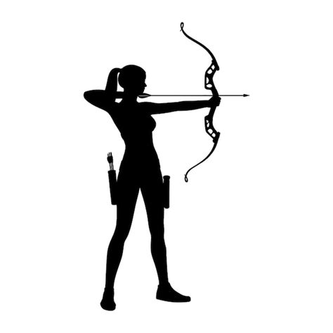 Vector De Silueta De Tiro Con Arco En Fondo Blanco Vector Premium