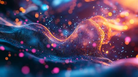 Abstract Digital Wave Particle Background Orange Blue Glowing Dynamic Energy Technology