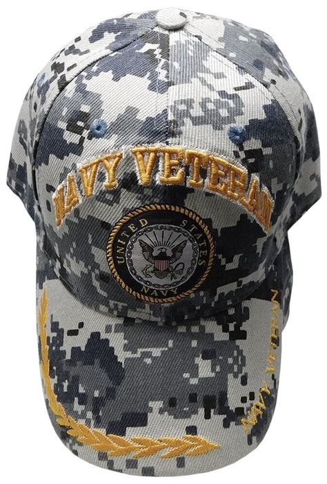US Navy Veteran Emblem Blue ACU Digital Camo Embroidered Cap Hat