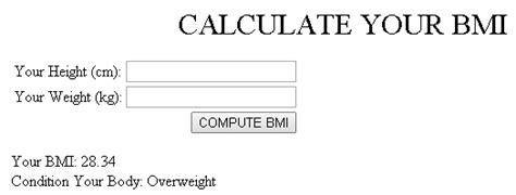 Bmi Calculator Sourcecodester