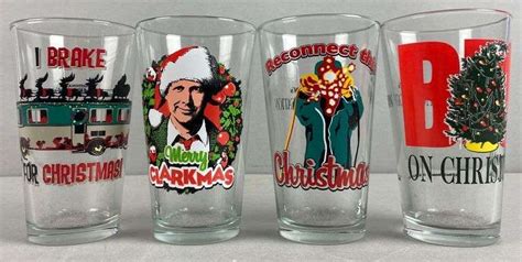 Group Of 4 National Lampoons Christmas Vacation Glass Collectors Cup