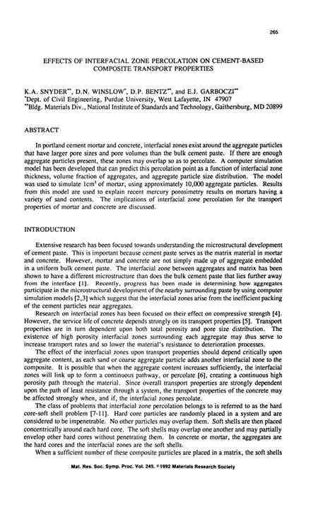 Pdf Effects Of Interfacial Zone Percolation On Cement Based Composite Transport Properties