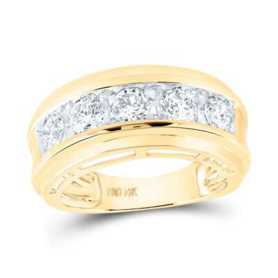 14kt Yellow Gold Mens Round Diamond 5 Stone Wedding Band Ring 200 Cttw