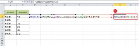 エクセルで関数を使わず簡単にsqlのinsert文を作る方法