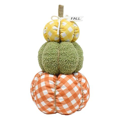Homespun Harvest Mixed Fabric Pumpkin Stack 14in At Home