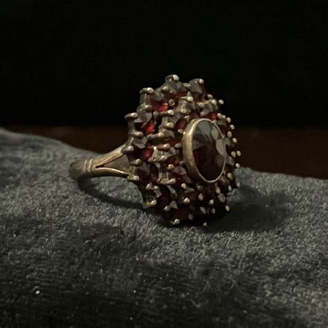 Jewelry Antique Tiered Garnet Cluster 90 Silver Ring Size 55 Poshmark