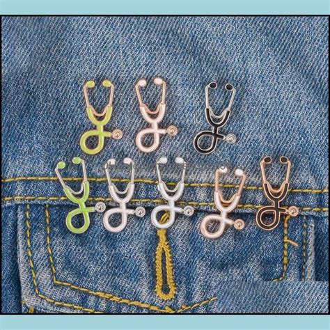 Creative Enamel Stethoscope Brooch Pins For Nurses Doctors Women Men
