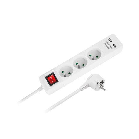 Rebel Elektros Tinklo Ilgintuvas 3 Lizdai 2 Usb Lizdai Su įjungimo
