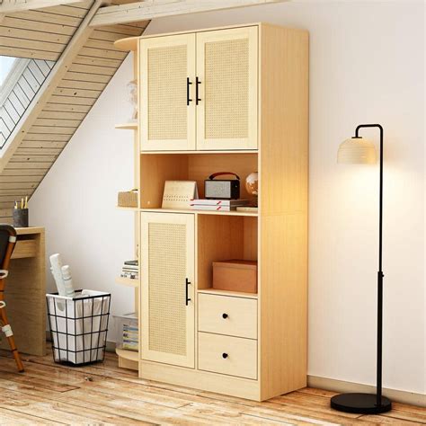 Fufuandgaga 709in Tall Burly Wooden Grain 6 Open Shelves 5 Interior