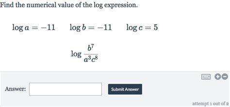 Solved Find The Numerical Value Of The Log Expression Log A