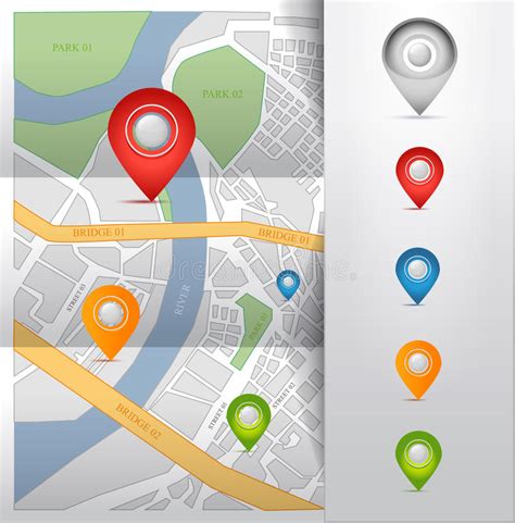 Mapa De La Ciudad Con Los Pernos Ilustración Del Vector Ilustración