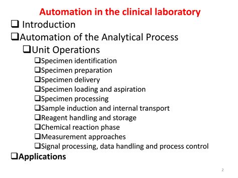 Automation In The Clinical Lab Pptx Chemistry Science
