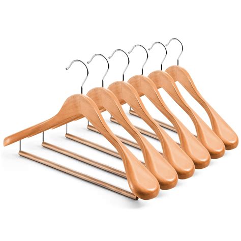 HOUSE DAY Wide Shoulder Wooden Hangers Wood Suit Hangers With Non Slip
