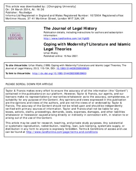 Pdf Islamic Legal Theories In Modern Contexts