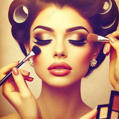 Girl In Beauty Salon The Looks Up Makeup Background Makeup Brush