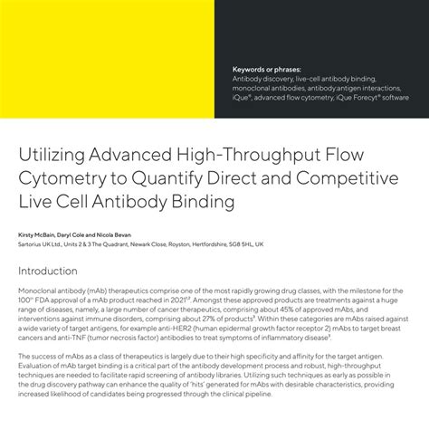 Utilizing Advanced High Throughput Flow Cytometry To Quantify Direct