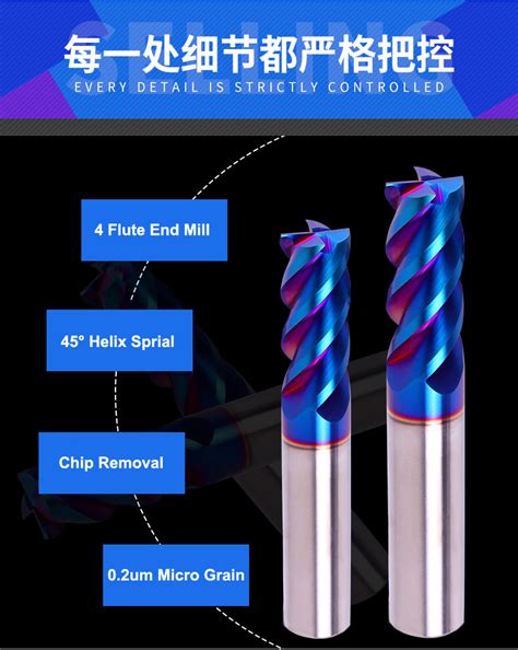 Stainless Steel Milling Cutters Nano End Mills For CNC Milling